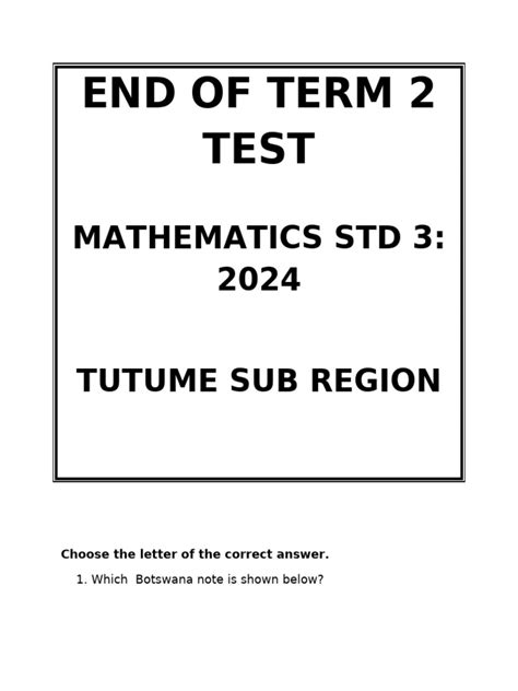 Maths 3 Term 2 2024 Corrected Pdf Mathematics