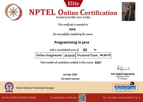 Isha On Linkedin Nptel Javaprogramming Swayam Iitkharagpur Achievement Gna