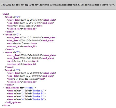 Get Sections From Db Javascript Dhtmlx