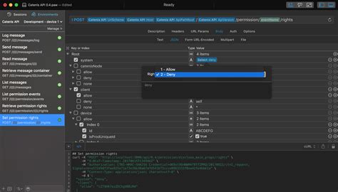 Catenis Permission Right Selection Dynamic Value RapidAPI For Mac