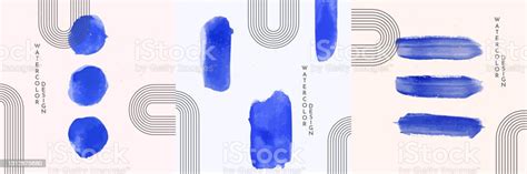 벡터 그림입니다 추상적인 현대미학 배경 소셜 미디어 템플릿 카드 배너 포스터를 위한 디자인 요소입니다 스칸디나비아 문화 황금 빛깔의 물빛이 도면한 푸른 수채화 그리기에 대한