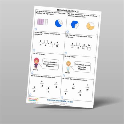 Year 3 Equivalent Fractions 3 Varied Fluency Resource Classroom Secrets