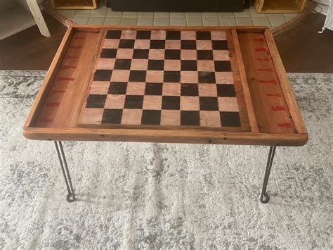 Chess Backgammon Reversible Coffee Table W Hairpin Legs Christmas Special Etsy