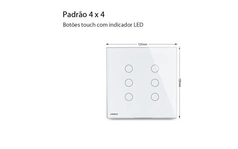 Interruptor Touch Screen Com 6 Botões 4x4 Com Função Remote E Dimmer