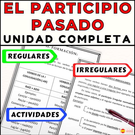 Spanish Past Participle Unit Guide Notes And Activities El Participio