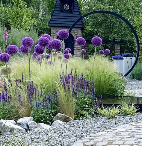 Purple Flower Garden Design Landscaping With Alliums Allium