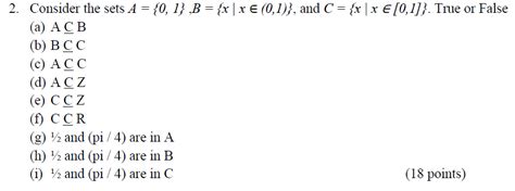 Solved Consider The Sets A B X X And Chegg Com