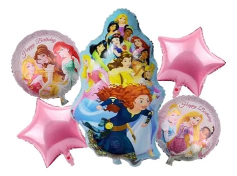 Kit 5 Pzas Globos Metálicos De Princesas De Disney Mercadolibre