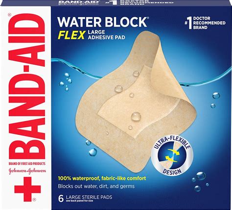 Band Aid Brand Water Block Flex Large Adhesive Pads 100