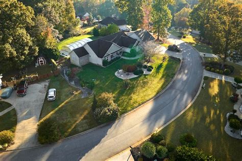 Premium Photo Aerial View Of Classical American Home In South Carolina Residential Area New
