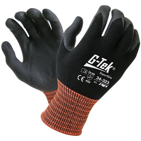 G Tek Unisex G Tek Superskin Glove Black Orange Totally Workwear