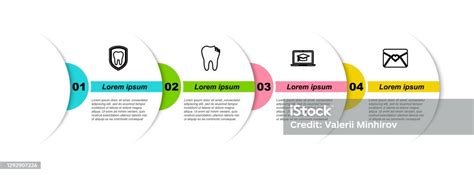 세트 라인 치과 보호 깨진 치아 졸업 모자 노트북 과 발렌타인 하트 봉투 비즈니스 인포그래픽 템플릿입니다 벡터 개념에 대한 스톡 벡터 아트 및 기타 이미지 Istock