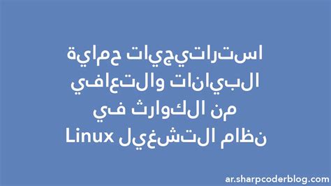 استراتيجيات حماية البيانات والتعافي من الكوارث في نظام التشغيل Linux Sharp Coder Blog