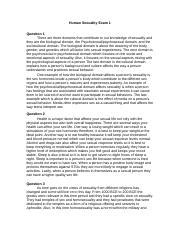 Human Sexuality Exam 1 Docx Human Sexuality Exam 1 Question 1 There Are Three Domains That