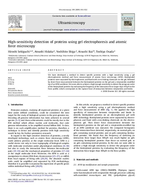 Pdf High Sensitivity Detection Of Proteins Using Gel Electrophoresis And Atomic Force Microscopy
