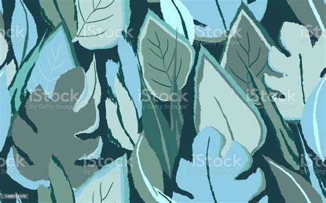 손으로 그린 색상으로 매끄럽게 꽃 이국적인 몬스터 잎 귀여운 여름 배경 열대 가지 현대 꽃 구성 벽지 직물 직물을위한 패션 벡터 일러스트 레이 션 가을 단풍에 대한 스톡