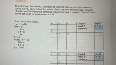 Solved Trace Through The Following Pseudocode Segment With