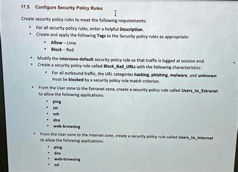 SOLVED Configure Security Policy Rules Create Security Policy Rules To