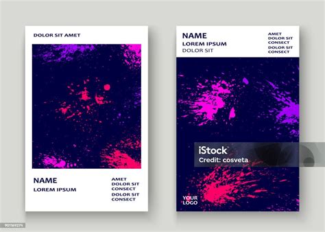 네온 폭발 페인트 예술 커버 프레임 디자인 튀기지 장식 먼지 얼룩 스프레이 질감 보라색 배경 유행 창조적인 서식 파일 벡터 커버 보고서 카탈로그 브로셔 전단지 포스터 배너