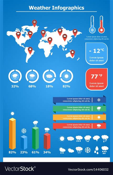 Weather Infographics Template Weather Broadcast Statistic Download A