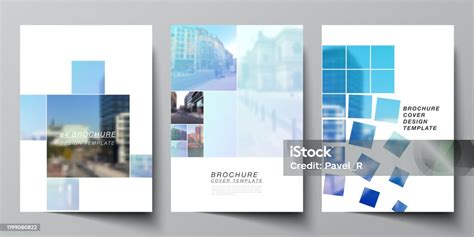 A4 형식의 벡터 레이아웃은 브로셔 전단지 레이아웃 소책자 표지 디자인 책 디자인 브로셔 표지용 모형 템플릿입니다 파란색 사각형기하학적 스타일의 추상 적 디자인 프로젝트 0