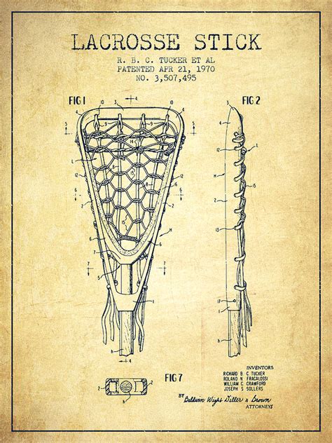 Lacrosse Stick Patent From 1970 Vintage Digital Art By Aged Pixel