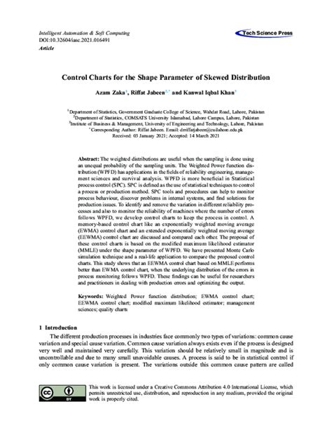 Pdf Control Charts For Skewed Distribution Analysis