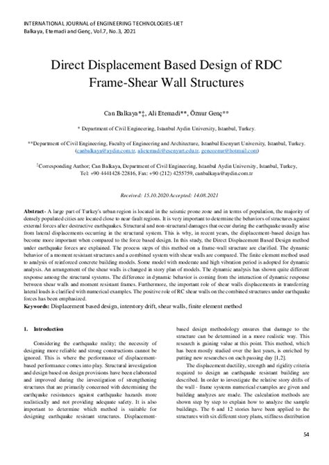 Pdf Direct Displacement Based Design Of Rdc Frame Shear Wall Structures