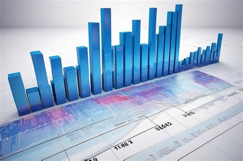 3d 파이 차트와 함께 주식 시장 바와 그래프를 보여주는 추상적인 컴퓨터 생성 배경 프리미엄 사진