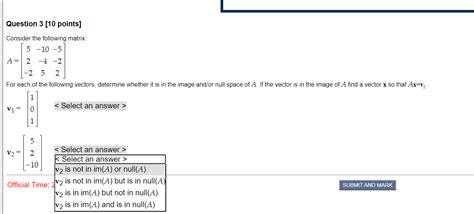 solved question 3 [10 points] consider the following matrix