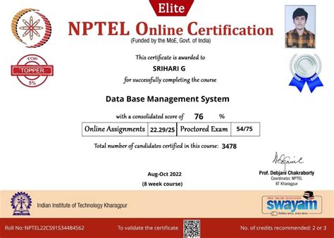 Srihari Gowrishankar On Linkedin Database Nptel Swayam Learning