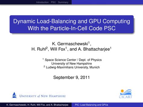Pdf Dynamic Load Balancing And Gpu Computing With The Particle In Cell Code Psc