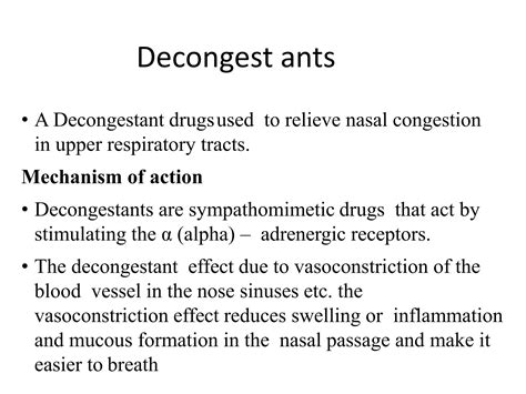 Antihistamines Nasal Decongestants And Drugs For Coughpptx