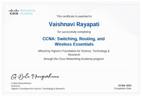 Excited To Share That I Have Successfully Completed The Ccna Switching Routing And Wireless