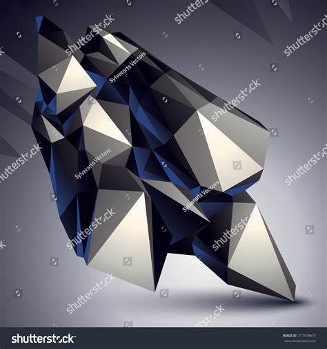 Asymmetric 3d Abstract Object Monochrome Geometric Spatial Form Render And Modeling Stock