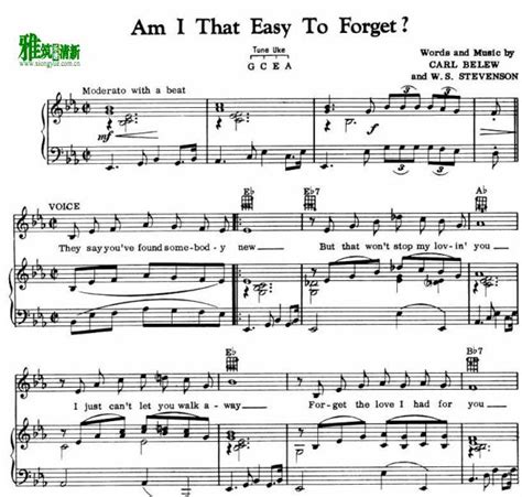 Am I That Easy To Forget 正谱 钢琴伴奏谱 雅筑清新个人博客 雅筑清新乐谱