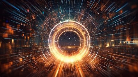 미래형 3d 포털과 추상 입자 흐름을 통해 빅데이터를 탐색하는 사이버 공간 추상 공간 배경 추상 데이터 배경 디지털 기술 배경 이미지 Hd 추상 공간 추상 데이터