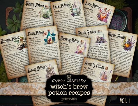 Witchs Brew Tea Recipes Vol 3 Printable Cards For Kitchen Witch Bos