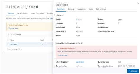 Es 7112 Kibana Error Index Has Lifecycle Error Elasticsearch Discuss The Elastic Stack