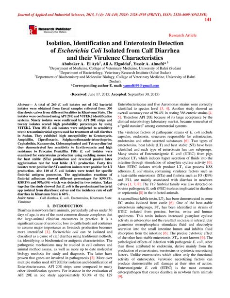 Pdf Isolation Identification And Enterotoxin Detection
