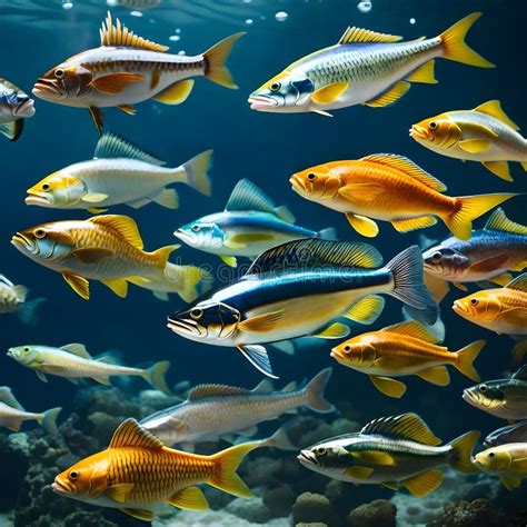 Diferentes Peces Nadando Juntos Imagen Generada Por Ai Stock De