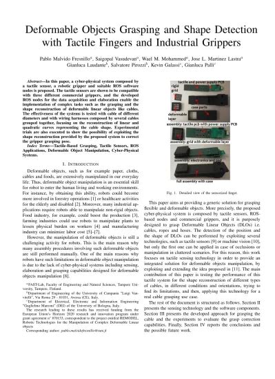 Deformable Objects Grasping And Shape Detection With Tactile Fingers And Industrial Grippers