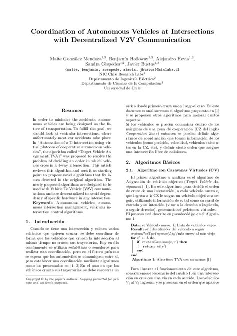 Pdf Coordination Of Autonomous Vehicles At Intersections With V2v