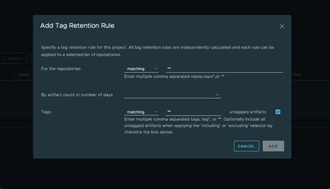 Adding Tag Retention Ui Issue · Issue 12053 · Goharborharbor · Github