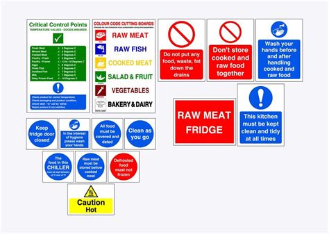 Kitchen Safety Signs Pack Of 15 Various Sizes Self Adhesive Stickers