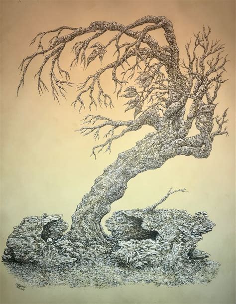 Tea Stained Tree Drawing