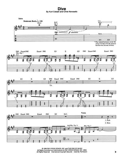 Dive By Nirvana Guitar Tab Guitar Instructor
