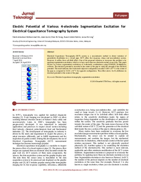 Pdf Electric Potential Of Various 4 Electrode Segmentation Excitation For Electrical