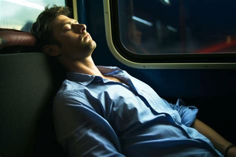 Man Sleeping On Train Premium Ai Generated Image