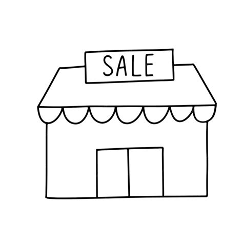 Premium Vector Outline Store With Sale Sign Shop Doodle Isolated On